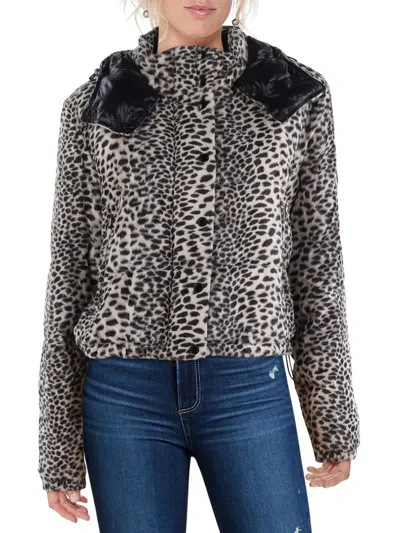 Moncler Avoine Womens Faux Fur Animal Print Puffer Jacket In Multi ...