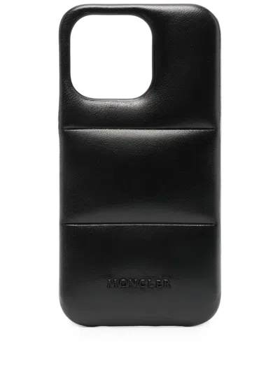 Moncler Embossed-logo Leather Iphone 13 Case In Black | ModeSens