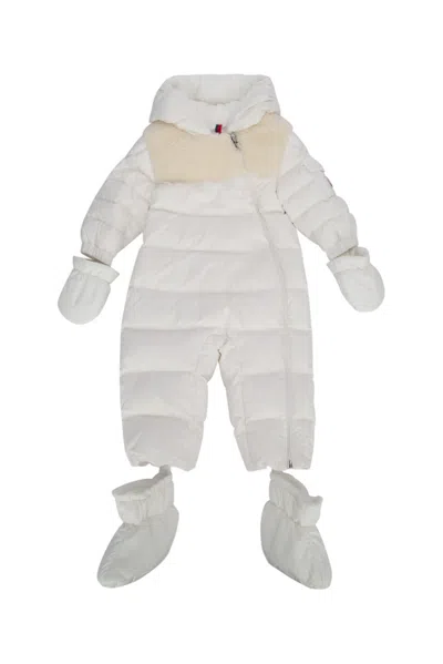 Moncler Babies' Logo Patch Padded Snowsuit In White | ModeSens