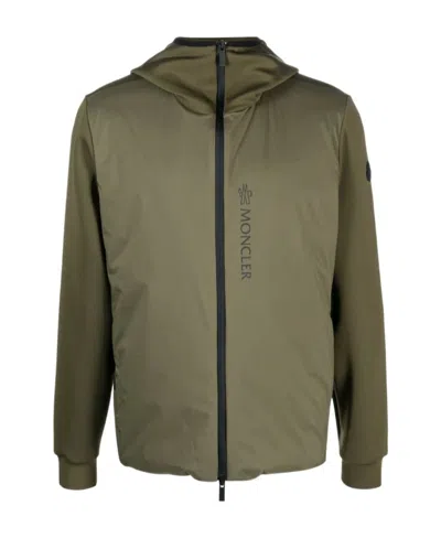 Moncler Logo-print Reflective Bomber Jacket In Olive Green | ModeSens