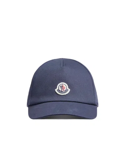 Moncler Logo Sticker Baseball Cap In Blue | ModeSens