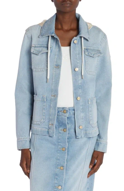 Moncler Melissa Hooded Denim Jacket In Light Blue | ModeSens