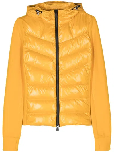 Moncler Panelled Down Jacket In Yellow | ModeSens