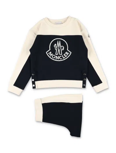 Moncler Kids' Set Fleece + Pants In Black/white | ModeSens