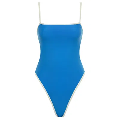Montce Asul Cream Binded Jacelyn One-piece In Blue/white | ModeSens