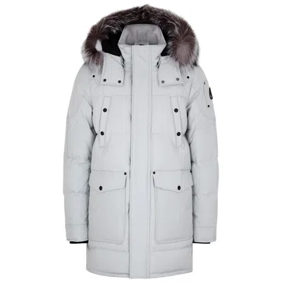 Moose Knuckles Big Ridge Fur-trimmed Quilted Coat In Light Grey | ModeSens