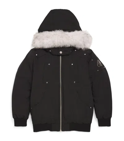Moose Knuckles Kids' Fur-trim Down Jacket In Black | ModeSens
