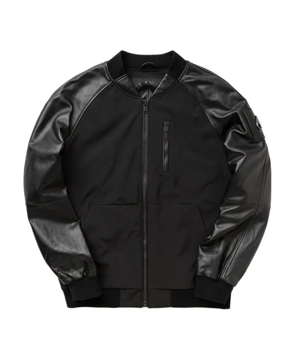 Moose Knuckles Logo-plaque Sleeve Leather Bomber Jacket In Black | ModeSens