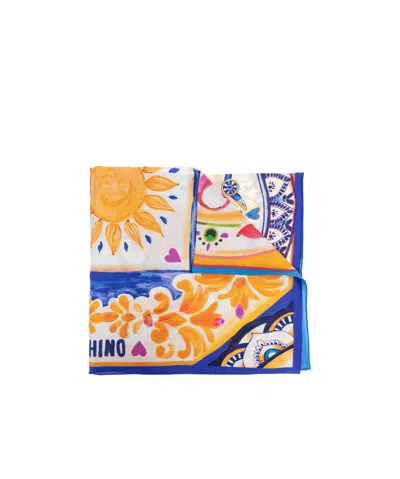 Moschino Pattern Silk Scarf In Multicolor | ModeSens
