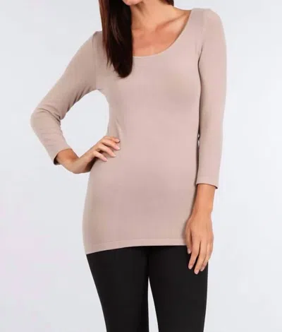 M.rena 3/4 Sleeve Seamless Top In Tan In Multi | ModeSens