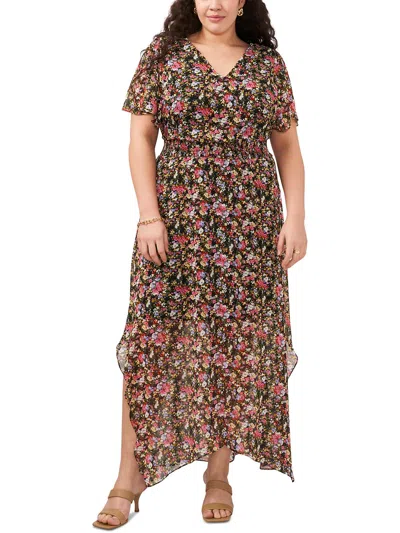 Msk Plus Womens Chiffon Floral Print Maxi Dress In Multi | ModeSens