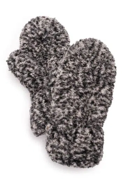 Muk Luks Faux Shearling Cuff Mittens In Frosted Black | ModeSens