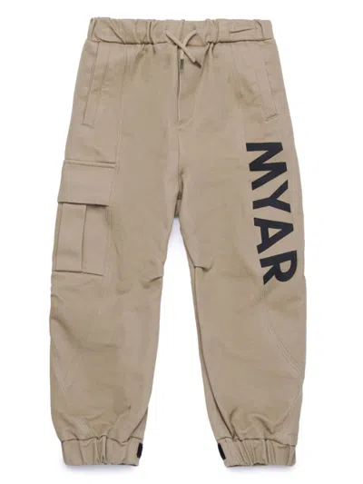 Myar Kids' Logo-print Cargo Trousers In Beige | ModeSens