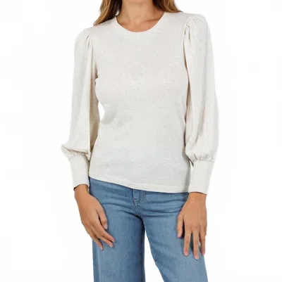 Nation Ltd Loren Smocked Peasant Tee In Heather Oatmeal In White | ModeSens