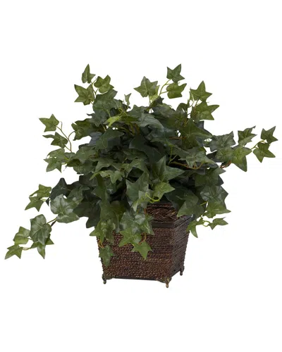 Nearly Natural Puff Ivy W/ Coiled Rope Planter Silk Plant In Green ...