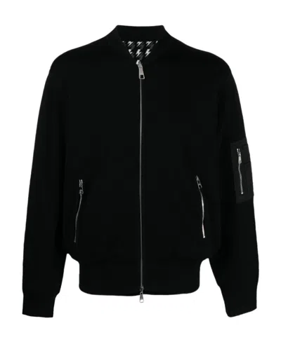 Neil Barrett Zipped Ribbed-knit Cardigan In Black | ModeSens