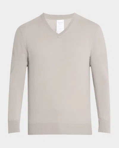 Neiman Marcus Men's Cashmere V-neck Sweater In Nickel Grey | ModeSens