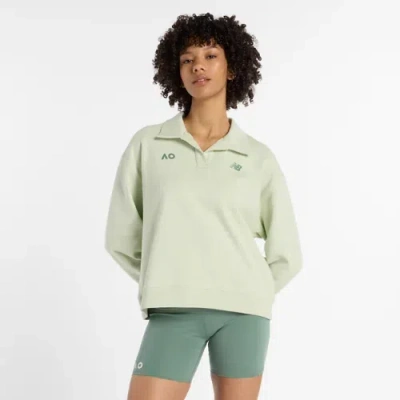 New Balance Women's Australian Open French Terry Polo Shirt In Green ...