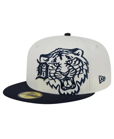 New Era Men's Cream/navy Detroit Tigers Lonestar 59fifty Fitted Hat In ...