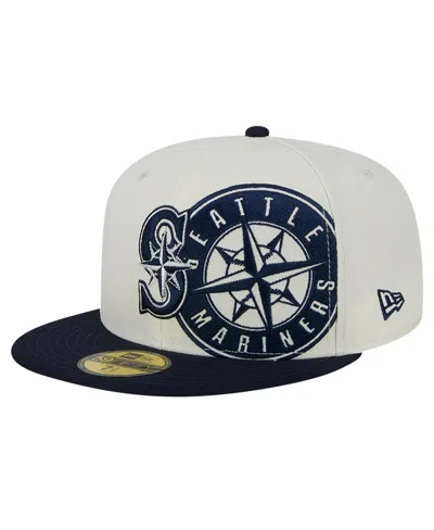 New Era Men's Cream/navy Seattle Mariners Lonestar 59fifty Fitted Hat ...