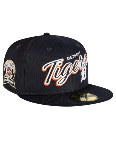 New Era Men's Navy Detroit Tigers Script Sided 59fifty Fitted Hat ...