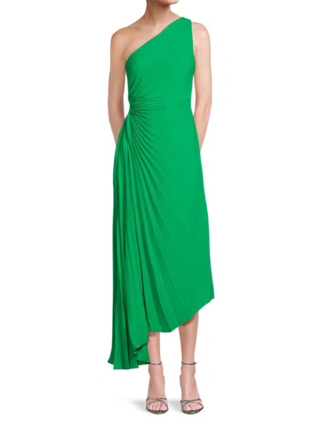 Nicole Miller Women's Accordion Pleated Cutout Midi Dress In Lily Pad ...