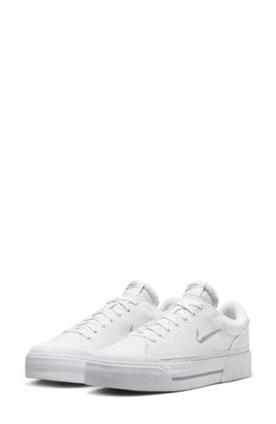 Nike Court Legacy Lift Platform Sneaker In Summit White/grey/white ...