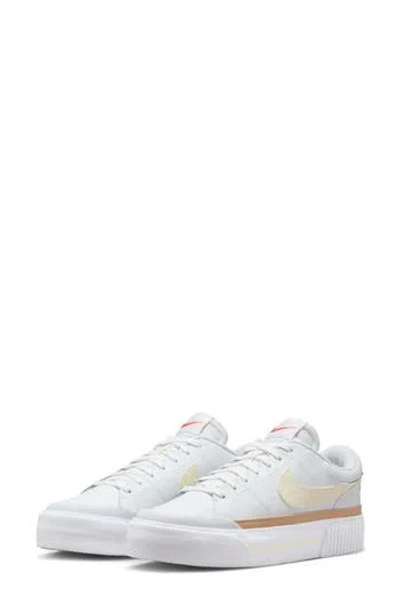 Nike Court Legacy Lift Platform Sneaker In White/milk/crimson | ModeSens