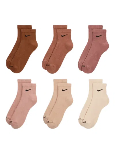 Nike Everyday Plus "multi Color" Six-pack Ankle Socks In Neutrals ...