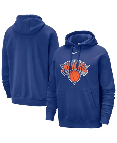 Nike Men's Blue New York Knicks Essential Logo Club Pullover Hoodie ...