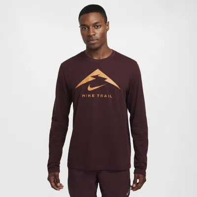 Nike Men's Dri-fit Long-sleeve Trail Running T-shirt In Red | ModeSens