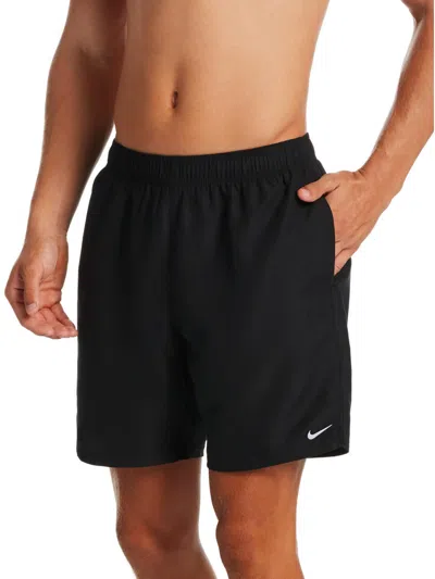 Nike Mens Solid Polyester Swim Trunks In Black | ModeSens