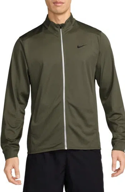 Nike Mock Neck Dri-fit Totality Knit Jacket In Medium Olive/black ...
