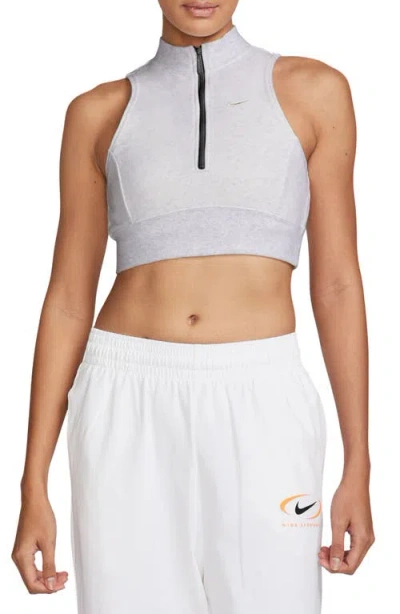 Nike Sportswear Chill Half Zip French Terry Crop Tank In Birch Heather ...