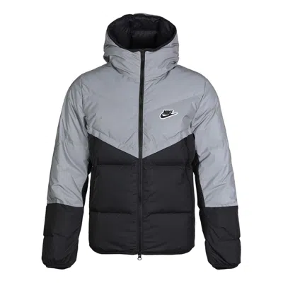 Nike Stay Warm Colorblock Reflective Casual Hooded Down Jacket Black ...