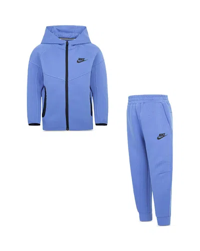 Nike Tech Fleece Hooded Full Zip Set - Little Kid In Light Photo Blue ...