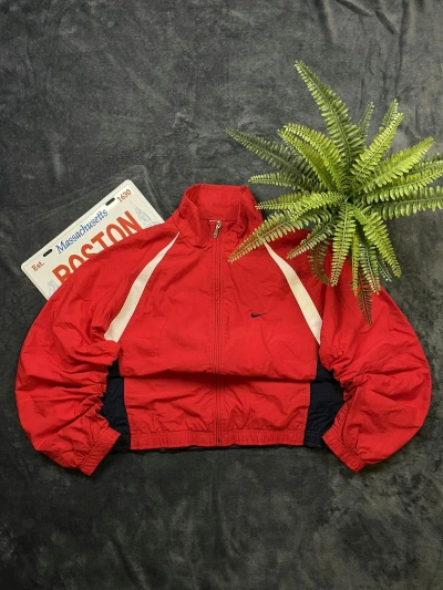 Pre-owned Nike X Vintage Nike Retro Track Jacket Swoosh Y2k 90's In Red ...