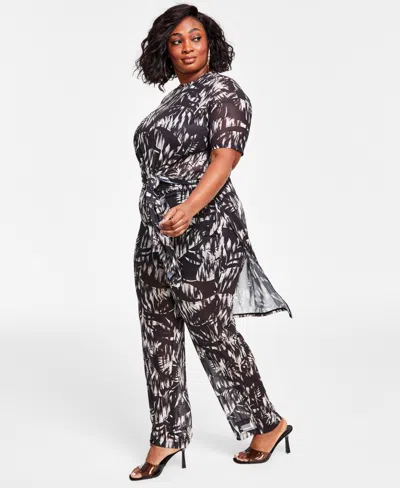 Nina Parker Trendy Plus Size Printed Mesh Pants, Created For Macy's In ...