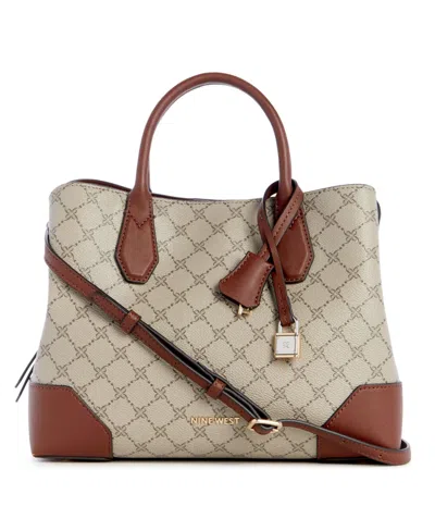Nine West Brooklyn Jet Set Carryall In Beige Logo,mahogany | ModeSens