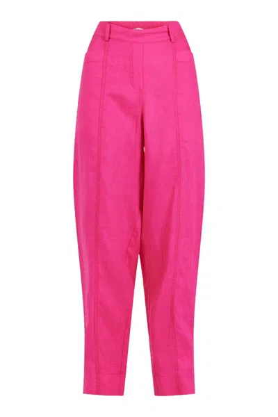 Noen Women's Linen Trousers In Raspberry Pink In Multi | ModeSens