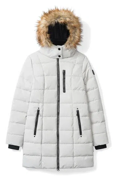 Noize Kids' Hannah Faux Fur Trimmed Puffer Parka In Snow | ModeSens