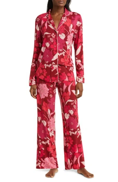 Nordstrom Moonlight Eco Knit Pajamas In Red Velvet Lisolette Flora ...
