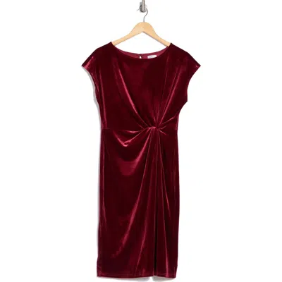 Nordstrom Rack Cap Sleeve Twisted Knot Velvet Midi Dress In Red Grape ...