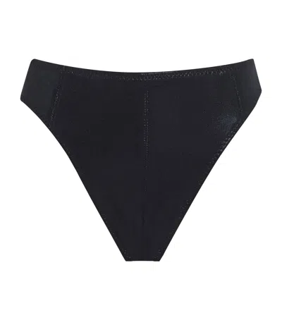 Norma Kamali Metallic High-rise Bikini Bottoms In Blue | ModeSens