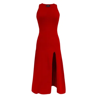 Octobereighteen Women's Kelly Very High Slit Knit Dress In Scarlet Red ...