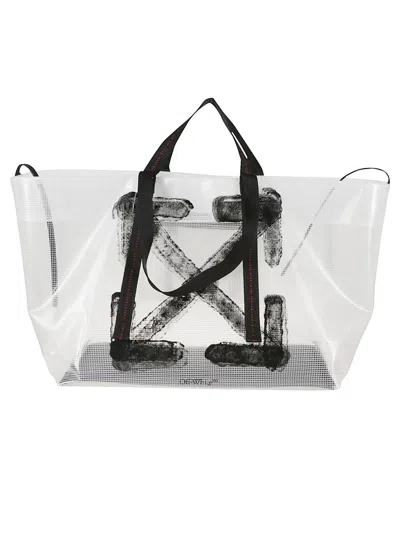 Off-white Transparent Polyurethane Shopper Bag With Iconic Logo | ModeSens