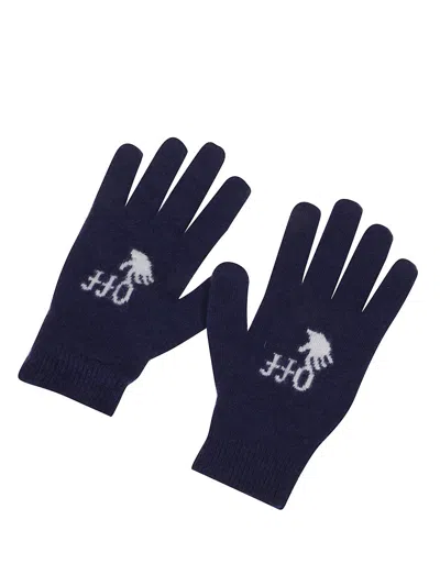 Off-white Wool Gloves In Blue | ModeSens