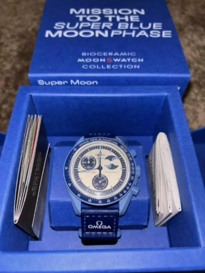 Pre-owned Omega Swatch X Bioceramic Moonswatch Mission To The Super Blue Moonphase | ModeSens