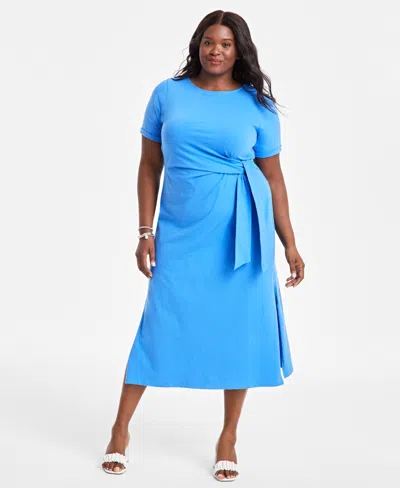 On 34th Trendy Plus Size Side-tie Knit Midi Dress, Created For Macy's ...