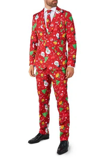 Opposuits Christmas Icons Light-up Trim Fit Suit & Tie In Red | ModeSens